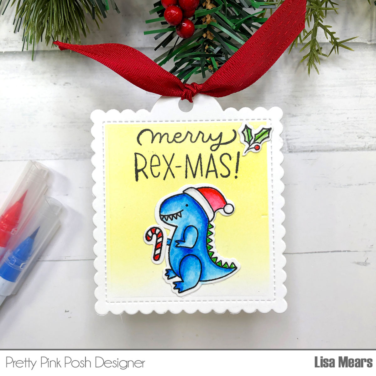 Christmas Dinosaur Tags + Video | Pretty Pink Posh
