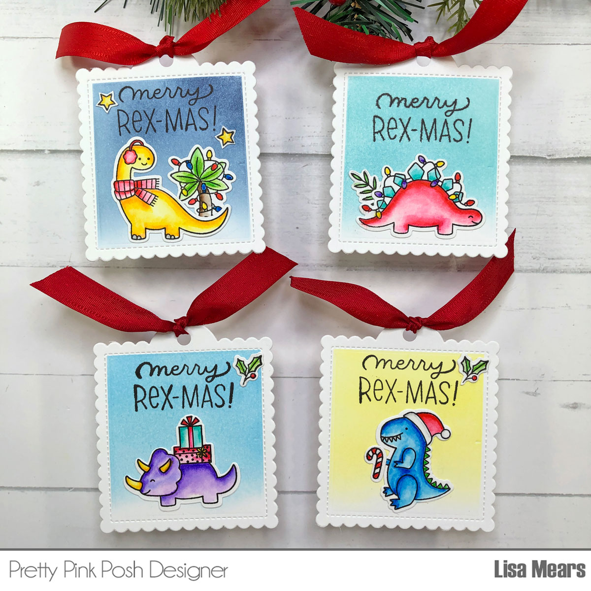 Christmas Dinosaur Tags + Video | Pretty Pink Posh