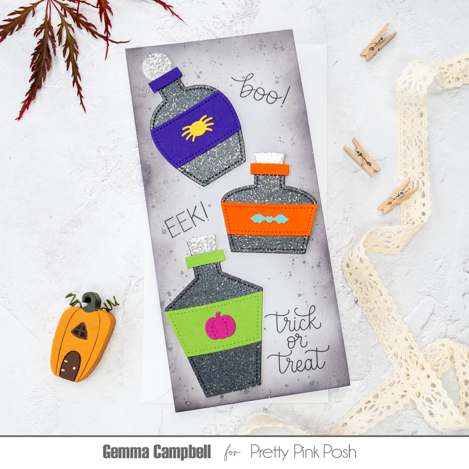 Slimline Potion Bottles Card | Pretty Pink Posh
